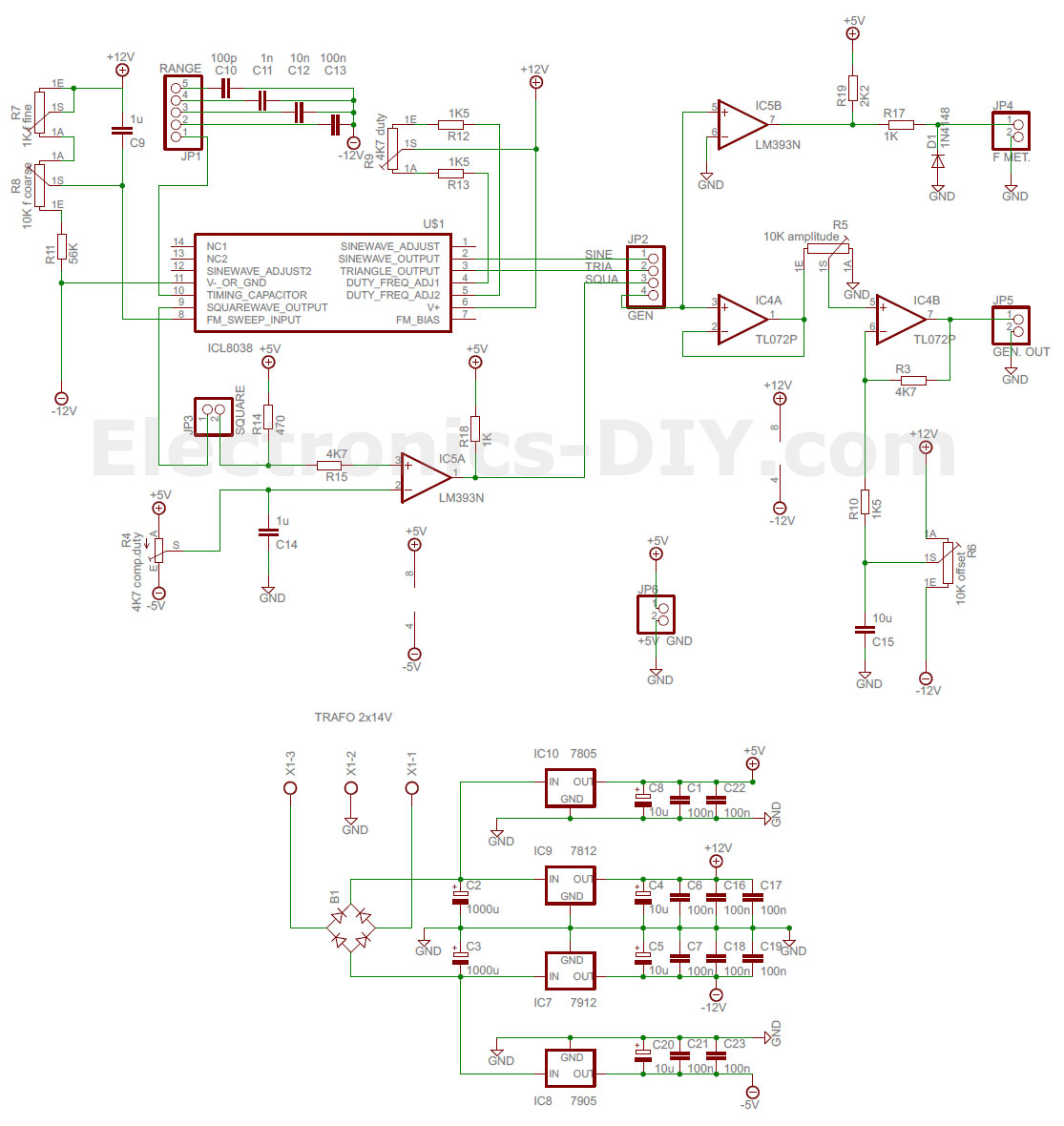 Icl8038 Function Generator Circuit Diagram
